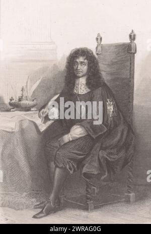 Jean Baptiste Colbert portrait etching, after Lefebvre; half-length ...