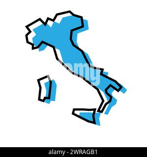 Italy country simplified map. Thick black outline contour. Simple ...