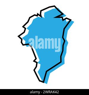 Greenland simplified map. Blue silhouette with thick black contour ...