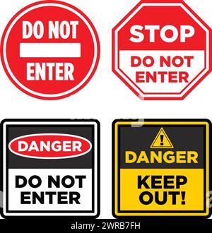 Set of prohibitory signs, stop, no, ban, danger vector. Set of ...