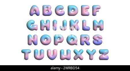 3D letters the English alphabet Y2K style. Font bubbles. Gold Metal ...