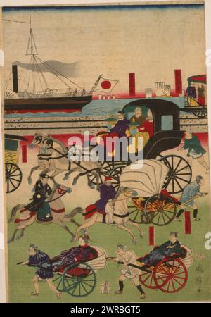 Kuruma zukushi, Japanese print shows various forms of transportation ...