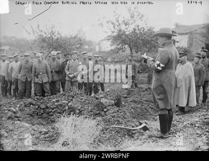 German Field chaplain burying French Officer who died in hospital, 1914 ...