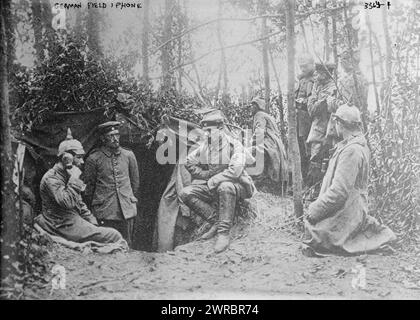 German field telephone, Photograph shows German soldier talking on ...