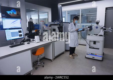 HANGZHOU, CHINA - MARCH 7, 2024 - Researchers launch a nanoscale ...
