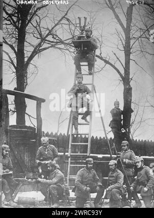 World War 1. German observers using surveying instruments to measure ...