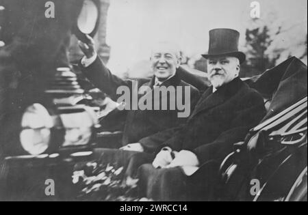 This photograph shows U.S. President Woodrow Wilson seated at his desk ...