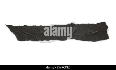 long torn black paper for using as text box on white background with ...