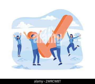 Completed checklist of cartoon woman flat vector illustration Stock ...