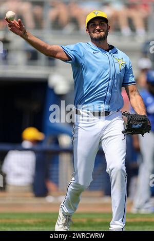 Tampa Bay Rays catcher Danny Jansen poses for a portrait during photo day at the team's training ...