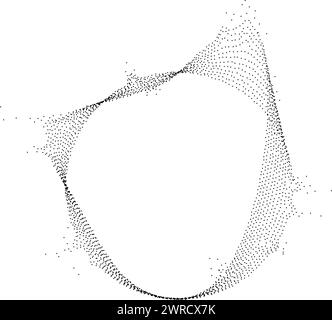 Black dotted wavy lines with dissolve effect. Stipple disintegrating ...