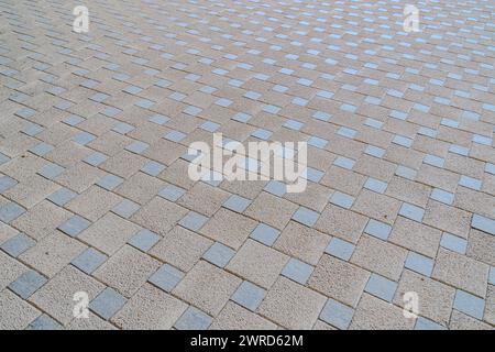 Texture of paving tiles. A parkway paved with paving tiles. close-up of ...