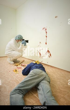 Crime scene investigation - photographing of place of crime Stock Photo ...