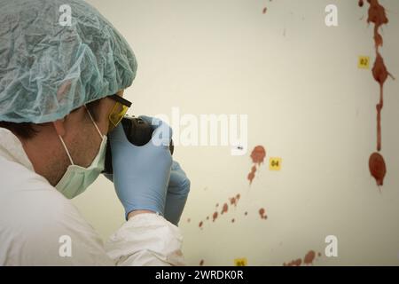 Crime scene investigation - photographing of place of crime Stock Photo ...