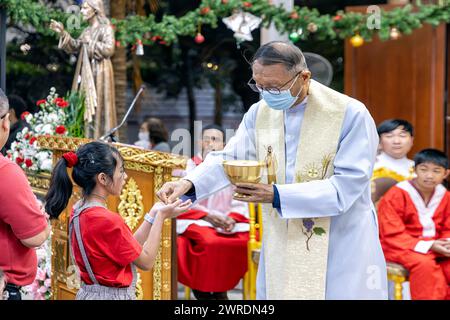 Catholic believers attend a Mass during the feast day of the St. Mary ...