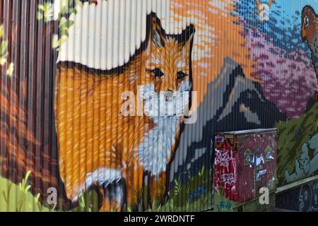 Graffiti Street Art Mural with Fox Stock Photo - Alamy