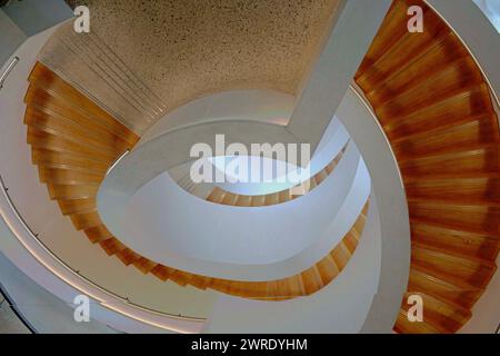 The double-helix staircase in the Luma Gallery by architect Frank Gehry ...