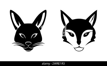 hare rabbit vector illustration flat style front side silhouette Stock ...
