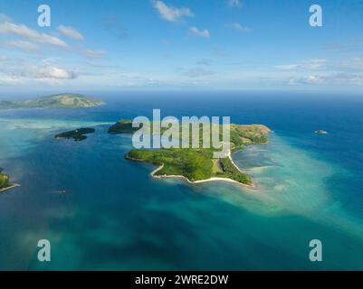 Manamoc and Cabangajan Island with turquoise sea water. Santa Fe ...