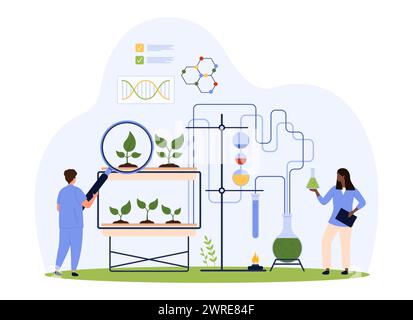 Agriculture and biotechnology lab research by scientists vector ...