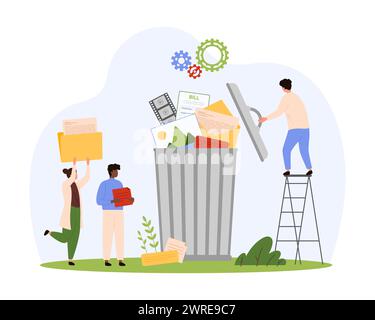 documents files system archives cartoon in black and white Stock Vector ...