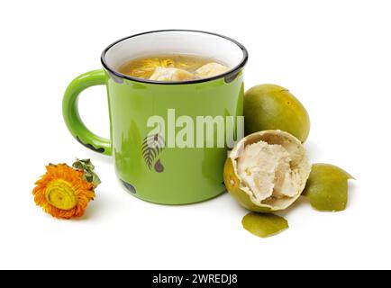 Golden Luo Han Guo on white background Stock Photo - Alamy