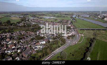 Dutch landscape aerial countryside suburb small town residential ...