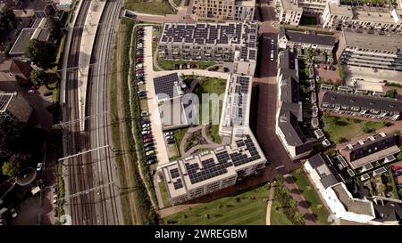 Dutch landscape aerial countryside suburb small town residential ...