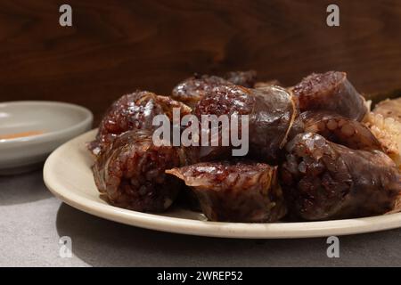 Sundae, a type of Korean street food, and various pork intestines Stock ...