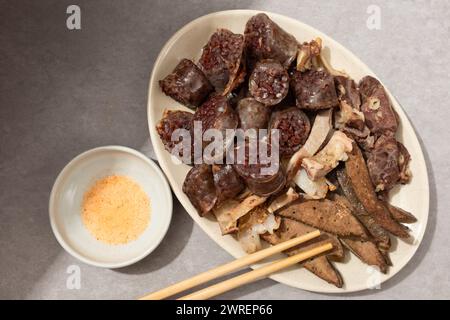 Sundae, a type of Korean street food, and various pork intestines Stock ...