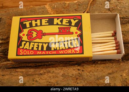 Open box of Czech safety matches, Solo Brand Works company Stock Photo ...