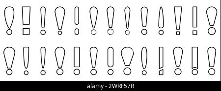 Exclamation marks. Big set of black and white exclamation marks. Vector ...