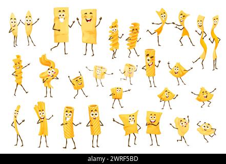 Cartoon ravioli pasta characters. Isolated vector funny macaroni ...