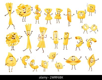Cartoon conchiglie pasta characters. Smiling cheerful and friendly ...