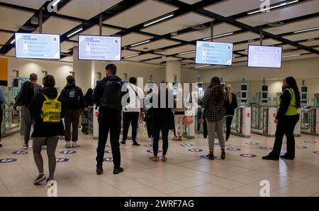 Arrivals at the passport gates at Gatwick Airport where biometric ...