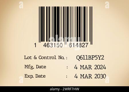 Details of expiry date and manufacturing date with bar code on product ...