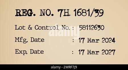 Details of expiry date and manufacturing date on product label. DOF ...