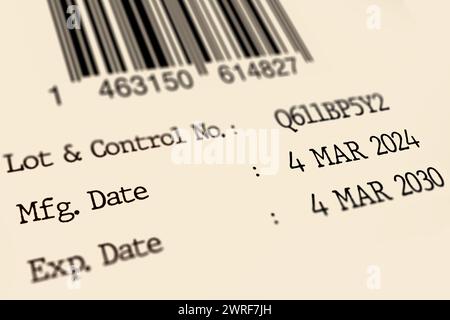 Details of expiry date and manufacturing date on product label Stock ...
