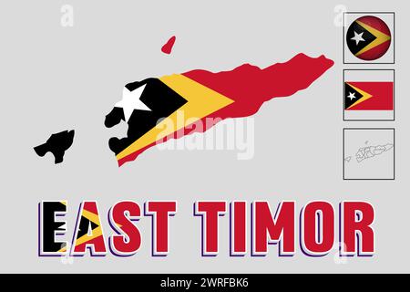 Map of East Timor with the flag of East Timor in the contour of the map ...
