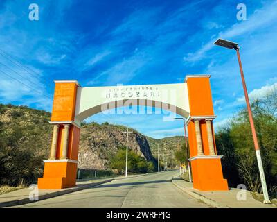 Arch or portal of the entrance to Nacozari de Garcia in Sonora Mexico ...