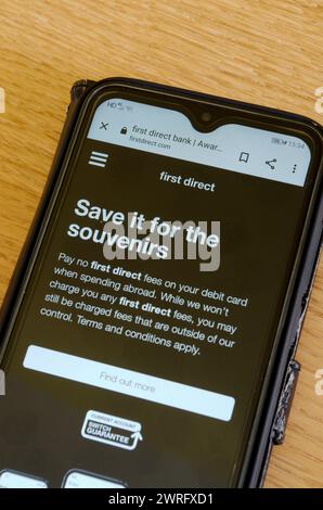 First Direct Banking website and logo, creative focus / small depth of ...