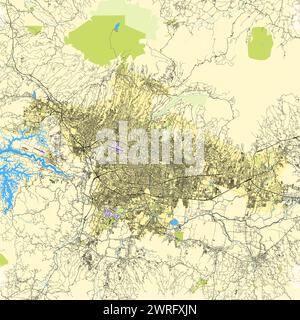 Detailed map poster of Bandung city administrative area with buildings ...