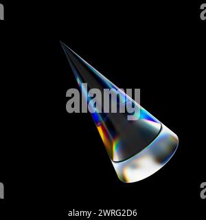 3d Transparent glossy cone with dispersion effect. Rainbow colors ...