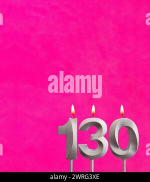 Candle 130 with flame - Birthday card on yellow luxury background Stock ...