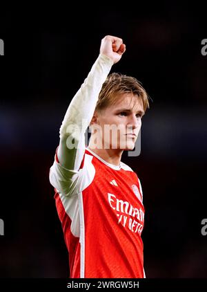 Martin Odegaard of Arsenal FC gestures during the UEFA Champions League ...