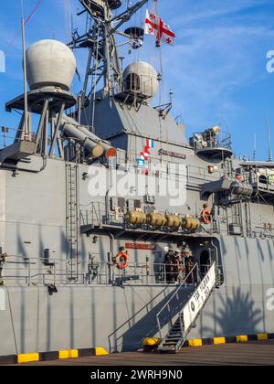 Decks of a warship. Military sailors on deck in uniform. Military ...