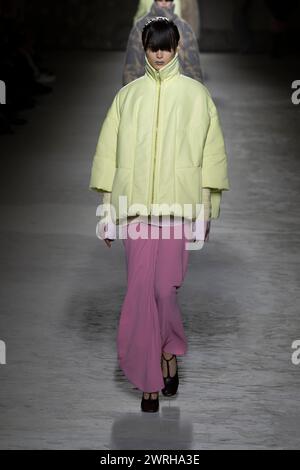 A model walks on the runway at the Dries Van Noten fashion show during ...