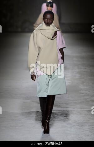 A model walks on the runway at the Dries Van Noten fashion show during ...