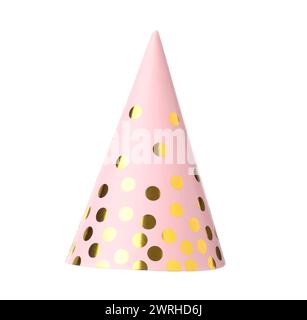 One pink party hat isolated on white Stock Photo - Alamy