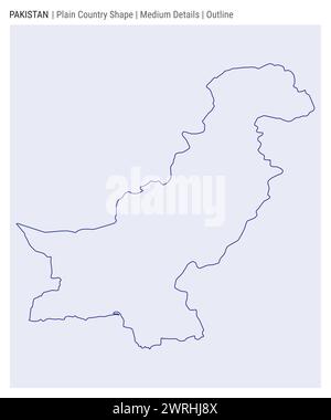 Pakistan plain country map. Medium details. Solid style. Shape of ...